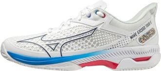 Mizuno Wave Exceed Tour 5 CC, Chaussures de Tennis pour Homme, Undyed White/Spellbound/PaceBlue, 44,5 EU, Undyed White Spellbound Paceblue, 44.5 EU