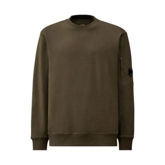 C.P. Company C.p. Company, Homme, Sweatshirts et sweats &agrave; capuche, Vert, Taille: 2XL SweaT-shirt ras du cou en molleton gratt&eacute; en diagonale avec verre