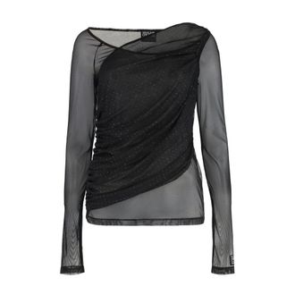 Versace Jeans Couture Femme, Blouses et Chemises, Noir, Taille: 36 FR Top fronc&eacute; en maille