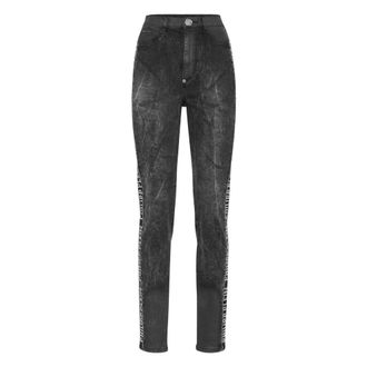 Philipp Plein Femme, Jeans, Noir, Taille: W26 Super High Waist Jegging Crystal Plein