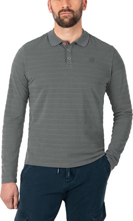 Timezone Herren Tonal Stripe Longsleeve Polo Polohemd, deep Olive, M