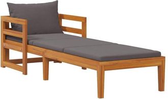 vidaXL Chaise longue avec coussins gris fonc&eacute; Bois dacacia solide vidaXL