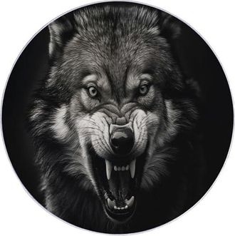 Generic Tapis Rond Salon, Loup Gothique r&eacute;aliste Tapis de Sol D&eacute;coration Antid&eacute;rapant 120 cm (Round) Tapis de Sol D&eacute;coration Antid&eacute;rapant Gris