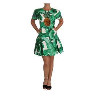 Dolce & Gabbana Elegantes grnes Bananenblatt A-Linie Kleid - - Dresses - Damen - Gr&uuml;n - 2XS