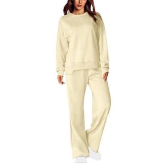 Generic Surv&ecirc;tement de sport pour femme - 2 pi&egrave;ces - Confortable - Sweat et pantalon - Tenue dentra&icirc;nement d&eacute;contract&eacute;e - Manches longues - Avec poches - Comb