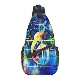 AOOEDM Abstrakte Doodle Musical Notes Art Cross Chest Bag Diagonally Sling Rucksack Crossbody Umhängetasche Reisen Wandern Daypacks für Männer Frauen