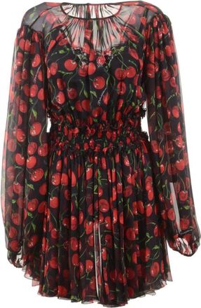 Dolce & Gabbana Femme, Robes, Multicolore, Taille: 36 FR Cherries Mid-Length Dress