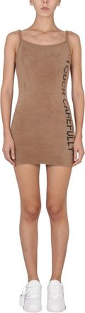Off-white Fuzzy Logo Dress - Beige