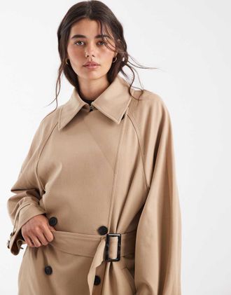 Asos manteau oversize drap&eacute; ajust&eacute; sable-Neutre