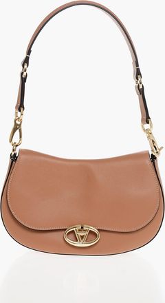 Valentino Leather Shoulder Bag with Logo Buckle Valentino