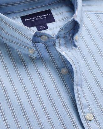 CHARLES TYRWHITT Vorgewaschenes Stretch-Oxfordhemd mit Button-down-Kragen - Blau