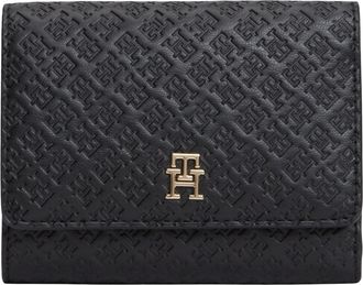 Tommy Hilfiger Damen Th Icon Trifold Mono Aw0aw18484 Dreifach gefaltete Brieftasche, Black (Black)