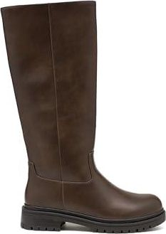 C'M Paris Bottes Femme Hautes Similicuir, Style Combat à Semelle Épaisse et Crantée (9244 Marron, Taille unique, Système Taille Chaussures EU, Adulte, Femme, Nu