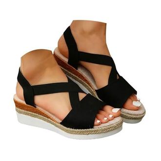 Generic Sandales orthopédiques pour femme, sandales dété habillées à bout ouvert avec noeud papillon, plateforme de marche décontractée, talons compensés, san