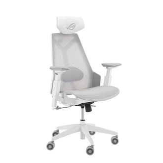Asus ROG Destrier Ergo Core White Gaming Stuhl (ergonomischer Gaming Chair, 360 Grad Armst&uuml;tzen mit bis zu 14cm H&ouml;he f&uuml;r Mobile Gaming, Nylonrahmen, Mesh, 