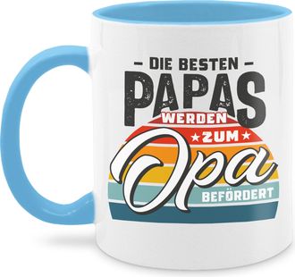 Shirtracer Tasse Tassen 325ml - Großvater - Die besten Papas werden zum Opa befördert Retro Grau - 325 ml - Hellblau - papa und geschenk für grossvater opas opa/