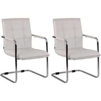 Clp 2er Set St&uuml;hle Gandia Kunstleder wei&szlig; chrom