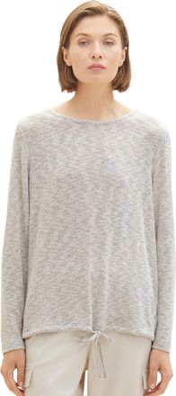 Tom Tailor Damen 1038728 Langarmshirt mit Bindedetail, 32398-clouds Grey Melange, XS