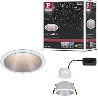 Paulmann 93409 LED Einbauleuchte Cole rund incl 1x6,5W dimmbar Einbaustrahler Weiß, Silber Einbaulampe Kunststoff, Alu Zink Deckenspot 2700K