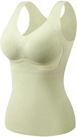 Generic Camisole thermique pour femme - Doux et confortable - Bretelles larges - Camisole longue et chaude sans manches 2 en 1 - Soutien-gorge intégré - Couch