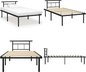 vidaXL Bettgestell Schwarz Metall 100x200 cm - Metallbett - Doppelbett - Boxspringbett - Bettgestell - Schlafraum - Home & Living