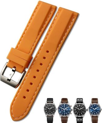 Generic 20mm 21 mm 22mm Gummi -Silikon Schwarz Blue Watchb&auml;nder f&uuml;r IWC Pilot 18 Uhren Sportgurt