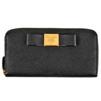 Prada Portefeuille long vintage doccasion (bi-pli) - Femme - Pre-owned - Noir - Taille: ONE Size