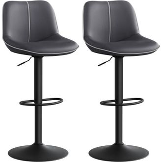 Vasagle Vasagle - Lot de 2 tabourets de bar pivotants r&eacute;glables en hauteur - Dossier ergonomique - Base m&eacute;tallique - Marron caramel - Repose-pieds extra large