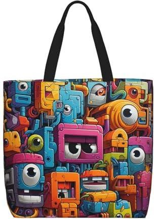 Generic Dessin Gribouill&eacute; Sac A Main Femme Grand Sacs De Courses D&eacute;contract&eacute; Sac Courses Pour Plage Shopping Voyage