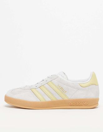 adidas Originals Gazelle Indoor - Baskets unisexes - Argent/jaune-Argenté
