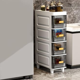 Yagosodee Badezimmerschrank Freistehender Aufbewahrungsschrank Mit 4 Gro&szlig;En Schubladens, Wasserdichter Schmaler Badezimmerm&ouml;Belschrank F&uuml;R Wohnzimmer, Schlafzim