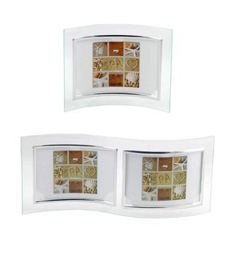 Ideal Verona Glas Bilderrahmen 10x15 cm 13x18 cm 15x20 cm Bilder gebogen Foto Rahmen: Farbe: Silber Quer | Format: 15x20