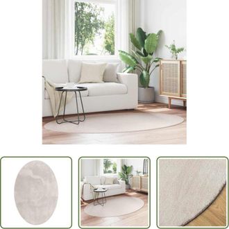 vidaXL Sandfarbe - Bereichsteppiche Oval HUARTE Sand 140 x 200 cm 100 %Polyester