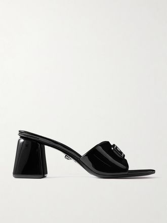 Versace Mules En Cuir Verni &Agrave; Ornements Barret - Noir