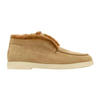 Santoni Wildleder- und Pelz-W&uuml;stenstiefel - - Shoes - Damen - Beige - 39 EU