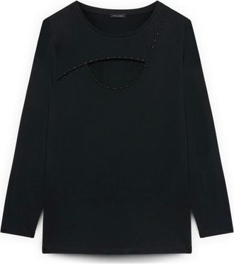 Fiorella Rubino Femme, Blouses et Chemises, Noir, Taille: 42 FR T-Shirt &agrave; Encolure D&eacute;coup&eacute;e