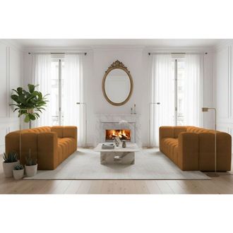 Fun M&ouml;bel Sofaset Designersofa SOLVIE 3-3 in Stoff Moly Orange