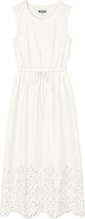 Moschino Femme, Robes, Blanc, Taille: 38 FR Robe midi en broderie anglaise avec dos nu