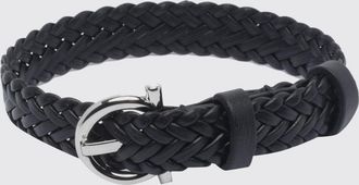 Ferragamo Bracelet r&eacute;glable en cuir de veau tress&eacute; avec boucle Gancini