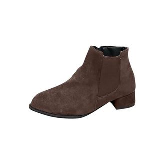 Generic Bottines Chelsea d&eacute;contract&eacute;es &agrave; bout pointu pour femme - &Eacute;l&eacute;gantes - Couleur unie - Talon bas et &eacute;pais - Fermeture &eacute;clair lat&eacute;rale - Bottines Chelsea