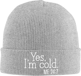 Generic Oui, JAi Froid. Moi 24:7 Homme Femme Bonnet De Pêcheur Chaud Bonnets Tricoté Classique Skull Cap pour Cyclisme Ski Le Quotidien