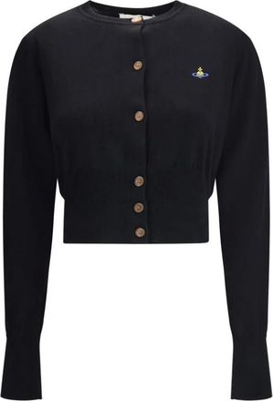 Vivienne Westwood Femme, Pulls, Noir, Taille: 42 FR Gilet court Bea avec Broderie Orb