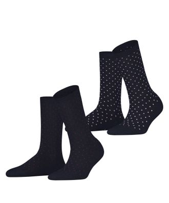 Esprit Damen Socken Fine Dot Multipack W So Baumwolle gemustert 2 Paar, Blau Marine 6120, 39-42
