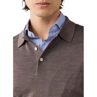 Hackett Pull col polo en laine m&eacute;lang&eacute;e