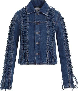 Jean Paul Gaultier Femme, Vestes, Bleu, Taille: 36 FR Corset Denim Jacket