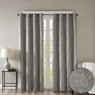 Sun Smart Mirage 100% totaler Verdunkelungsvorhang, gestrickter Jacquard-Damast, Raumverdunkelungsvorhang mit &Ouml;sen, 127 x 213,4 cm, Anthrazit