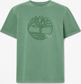 Timberland St&uuml;ckgef&auml;rbtes T-Shirt mit Logo-Grafik f&uuml;r Herren in Dunkelgr&uuml;n, Herren, Gr&uuml;n, Gr&ouml;&szlig;e