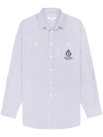 Sporty & Rich chemise en coton Crown &agrave; rayures - Blanc