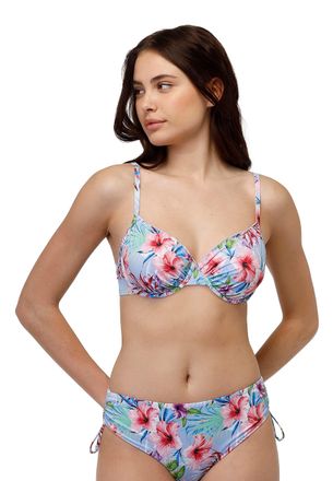 Lovable Damen Bunter Printed Mikro Wellenf&ouml;rmiger B&uuml;gel-BH Zweiteiliger Bikini, Tropische Blumen, 34 / E