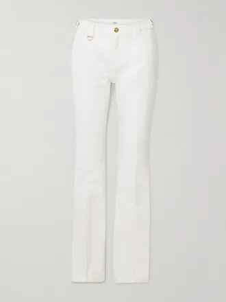 Chlo&eacute; Jean Droit Taille Mi-haute &Agrave; Ornement - Blanc